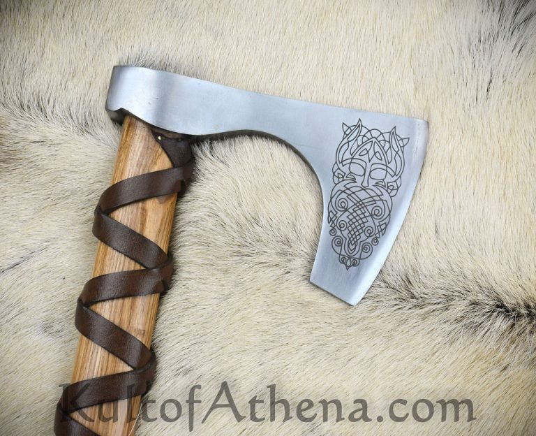 Viking Type C Axe with Etched Norse Design
