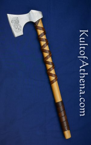 Viking Type D Axe with Etched Norse Design