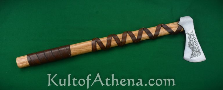 Viking Type L Axe with Etched Norse Design