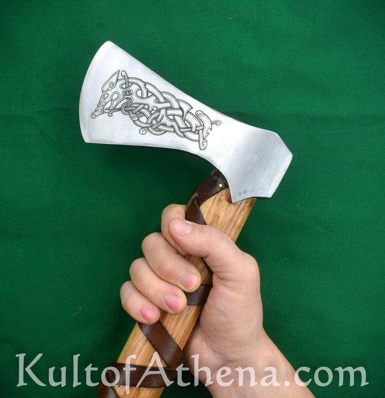 Viking Type L Axe with Etched Norse Design