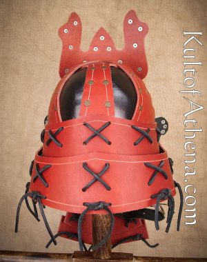 Samurai Leather Helmet - Red