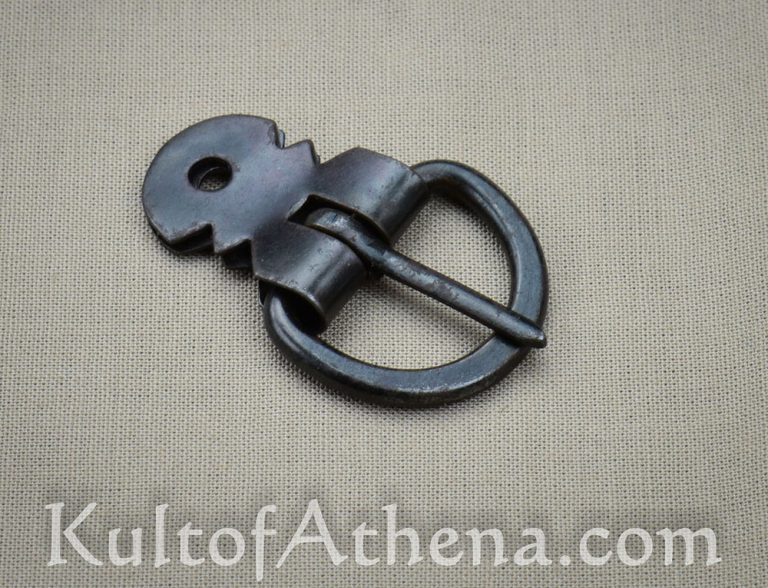 Steel Armor Buckle with Chape - Antiqued Finish