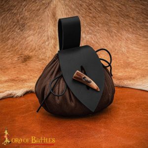 Medieval Leather Pouch with Bone Toggle Closure - Lord of Battles ...
