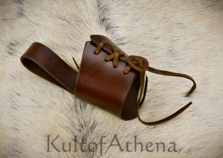 Leather Viking Drinking Horn Holder with Belt Loop - Brown - Deepeeka ...