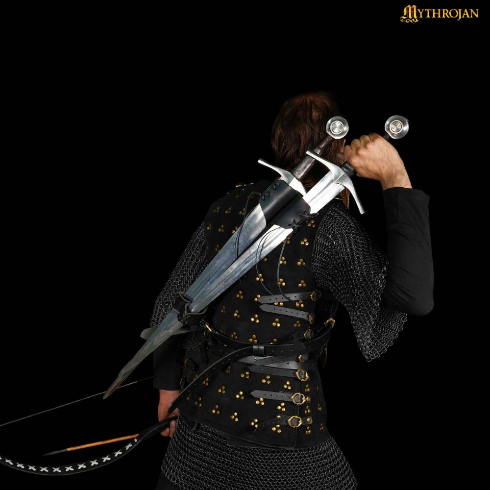 Mythrojan Geralt Twin Sword Back Scabbard - Ideal for LARP Cosplay and Medieval events - Full ...